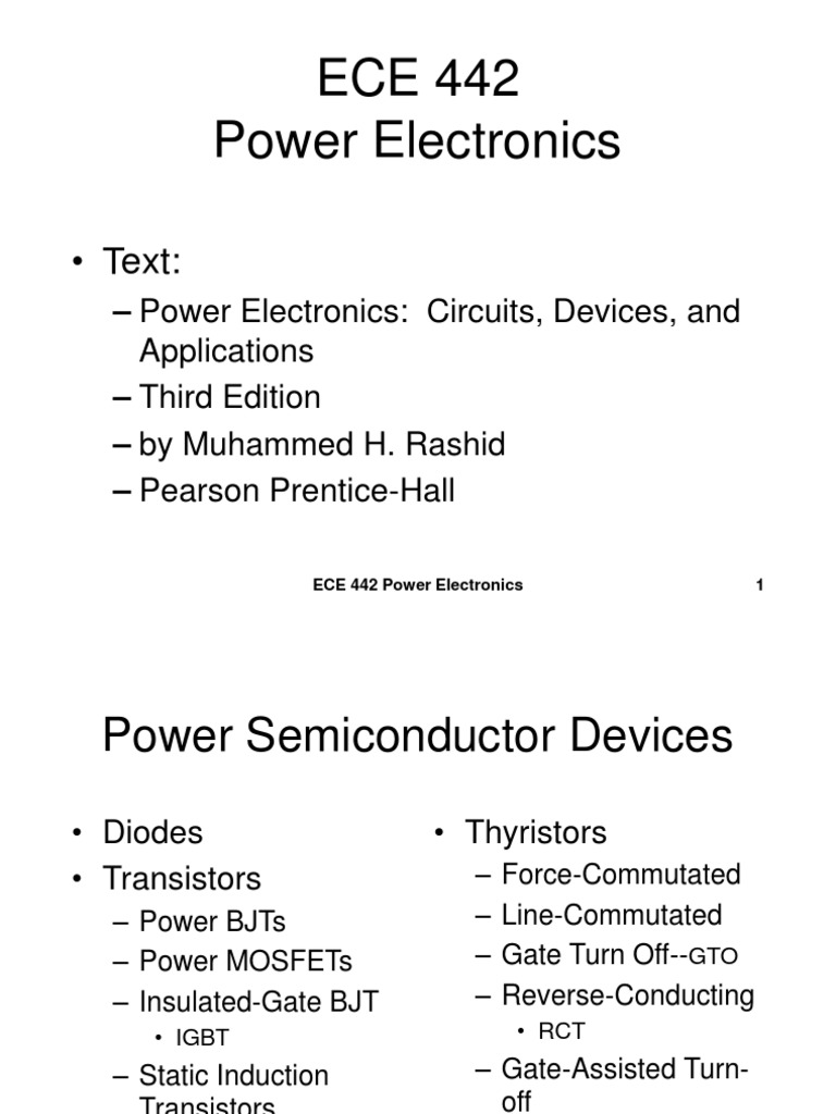 ECE 442 Power Electronics: - Text | PDF | Power Electronics | Rectifier