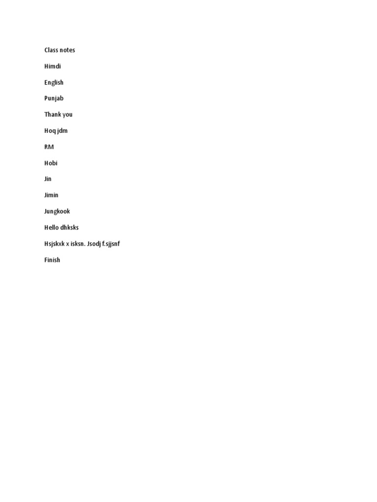 Class Notes Himdi English Punjab Thank You Hoq JDM RM Hobi Jin Jimin ...