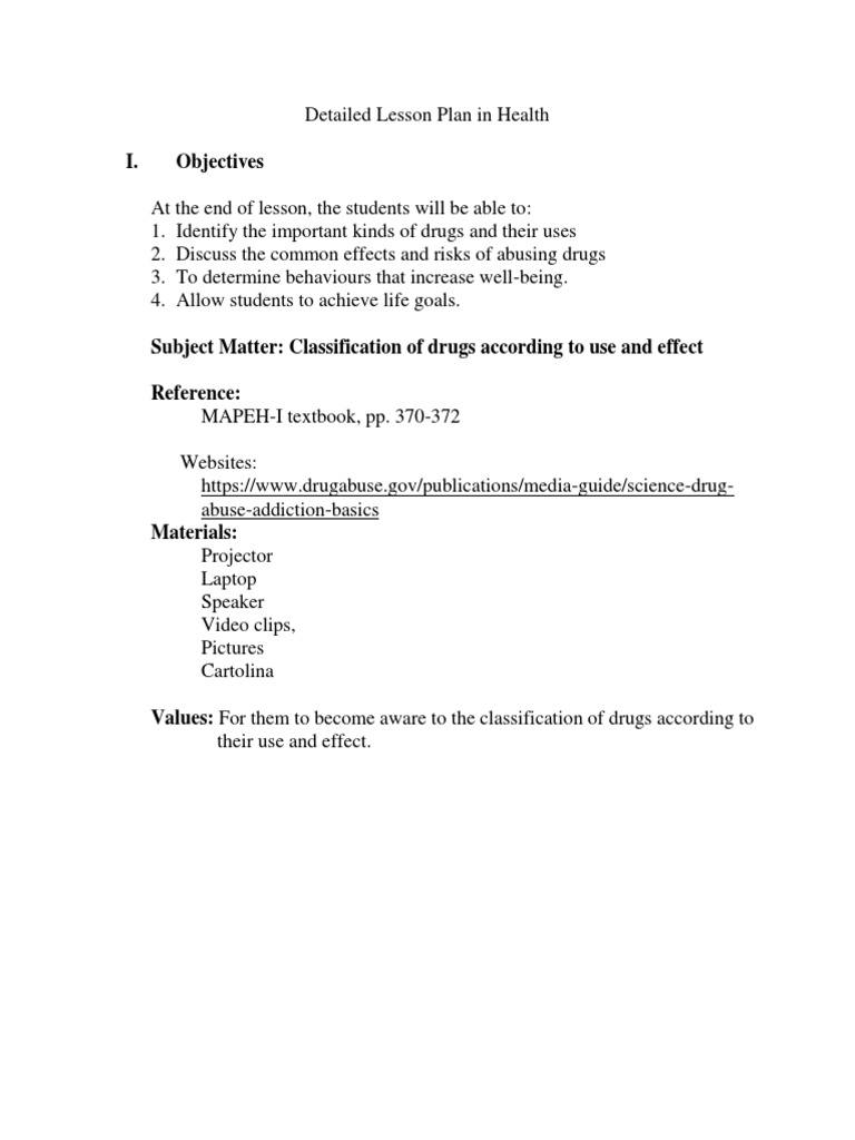 Detailed Lesson Plan in Health | PDF | Hallucinogen | Drugs