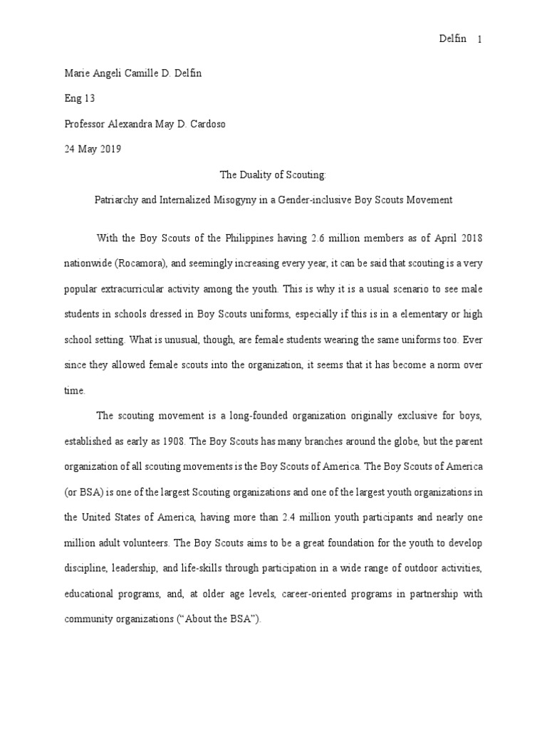 DELFIN (Analysis Paper) PDF | PDF | Boy Scouts Of America | Patriarchy