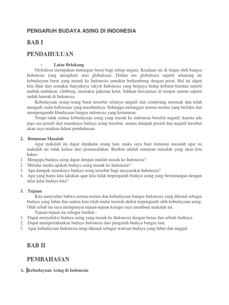 Masuknya Budaya Asing Ke Indonesia. | PDF