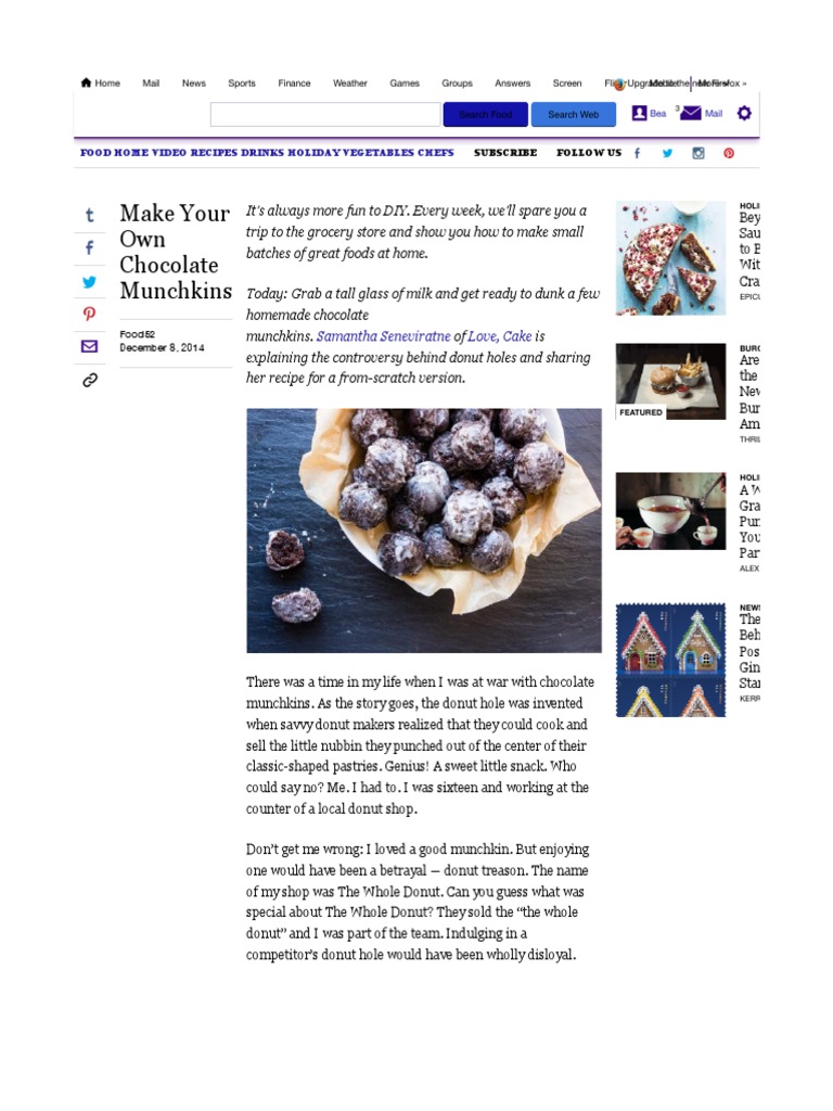Homemade Chocolate Munchkins Recipe | PDF | Doughnut | Teaspoon