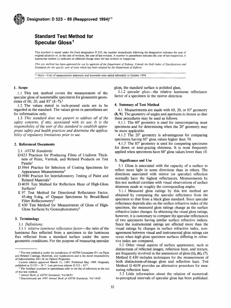 Astm D 523 Brillo | PDF | Electrodynamics | Atomic
