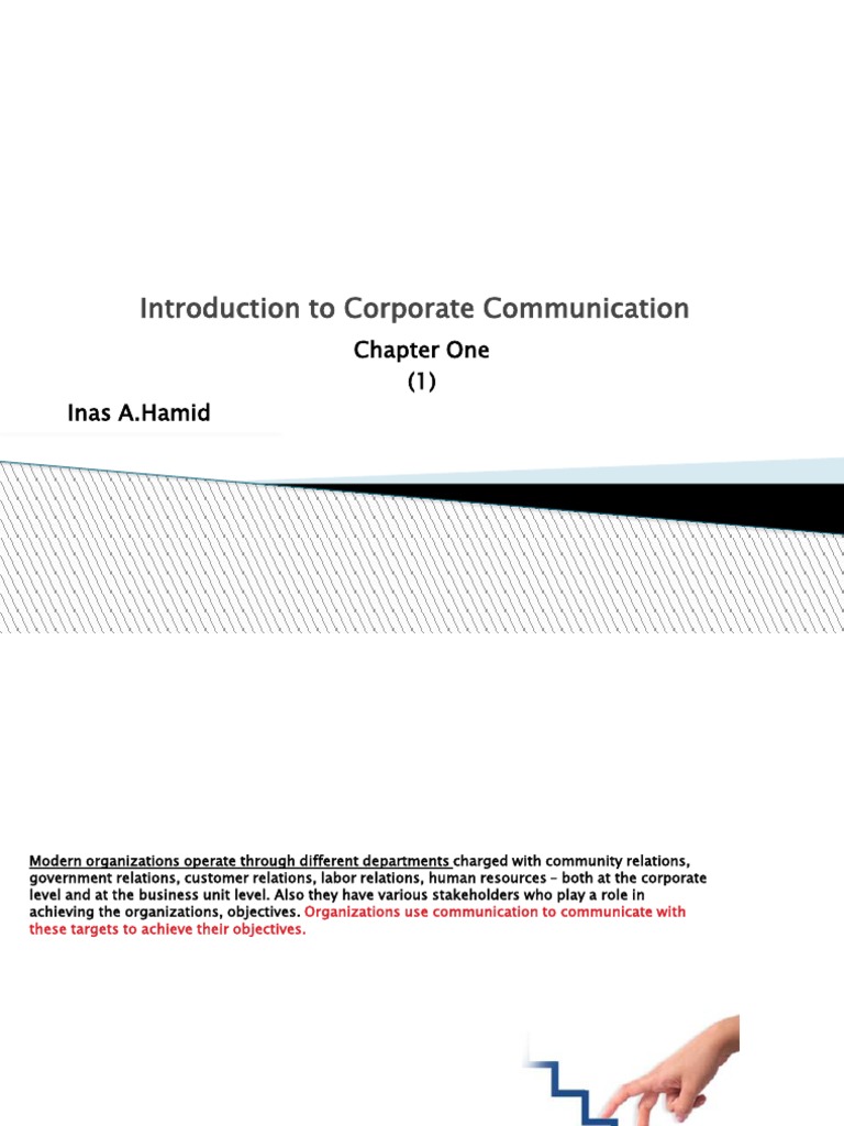 Introduction To Corporate Communication: Chapter One (1) Inas A.Hamid ...