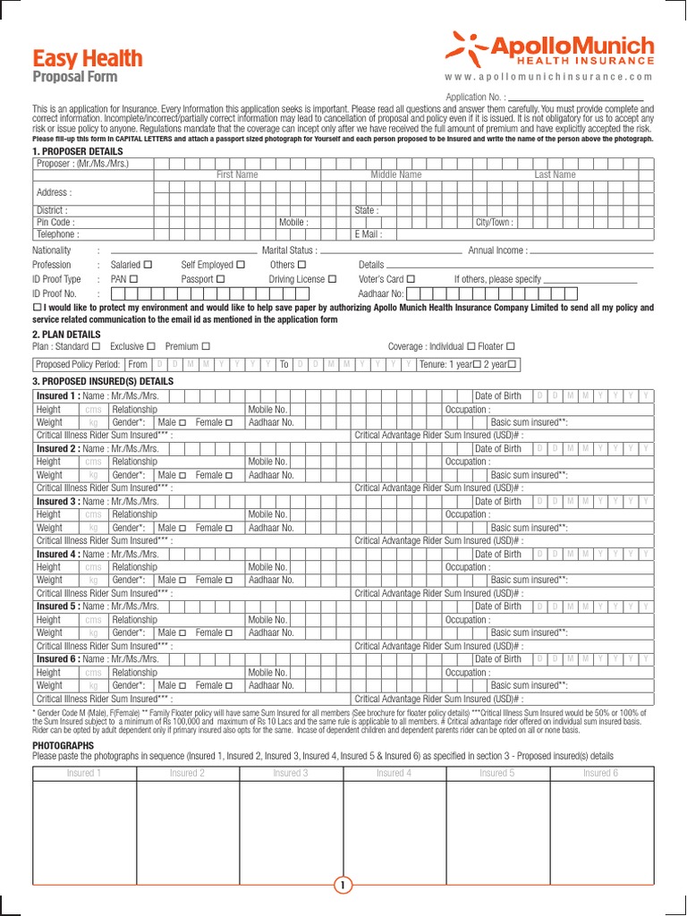 Easy Health Proposal Form | PDF | Hiv/Aids | Payments