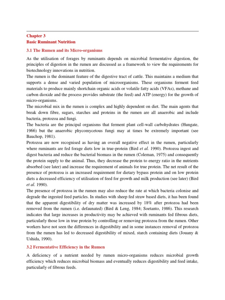 3.1 The Rumen and Its Micro-Organisms: Basic Ruminant Nutrition | PDF | Ruminant | Digestion