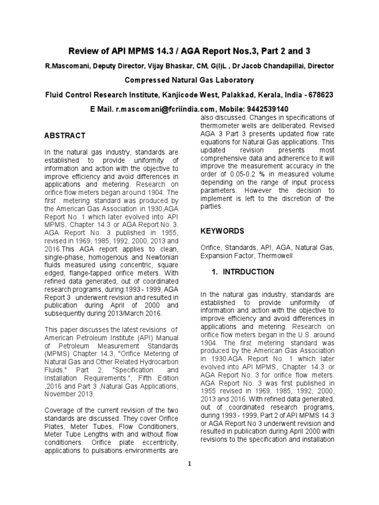 Review of API MPMS 14.3 / AGA Report Nos.3, Part 2 and 3 | PDF | Flow ...