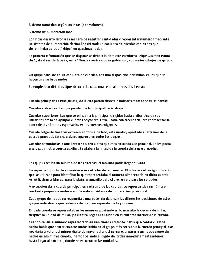 Sistema Numérico Según Los Incas (Semana13-14) | PDF | Notación ...
