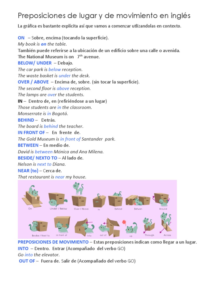 Preposiciones de Movimiento en Inglés | PDF | Artes del Lenguaje y ...