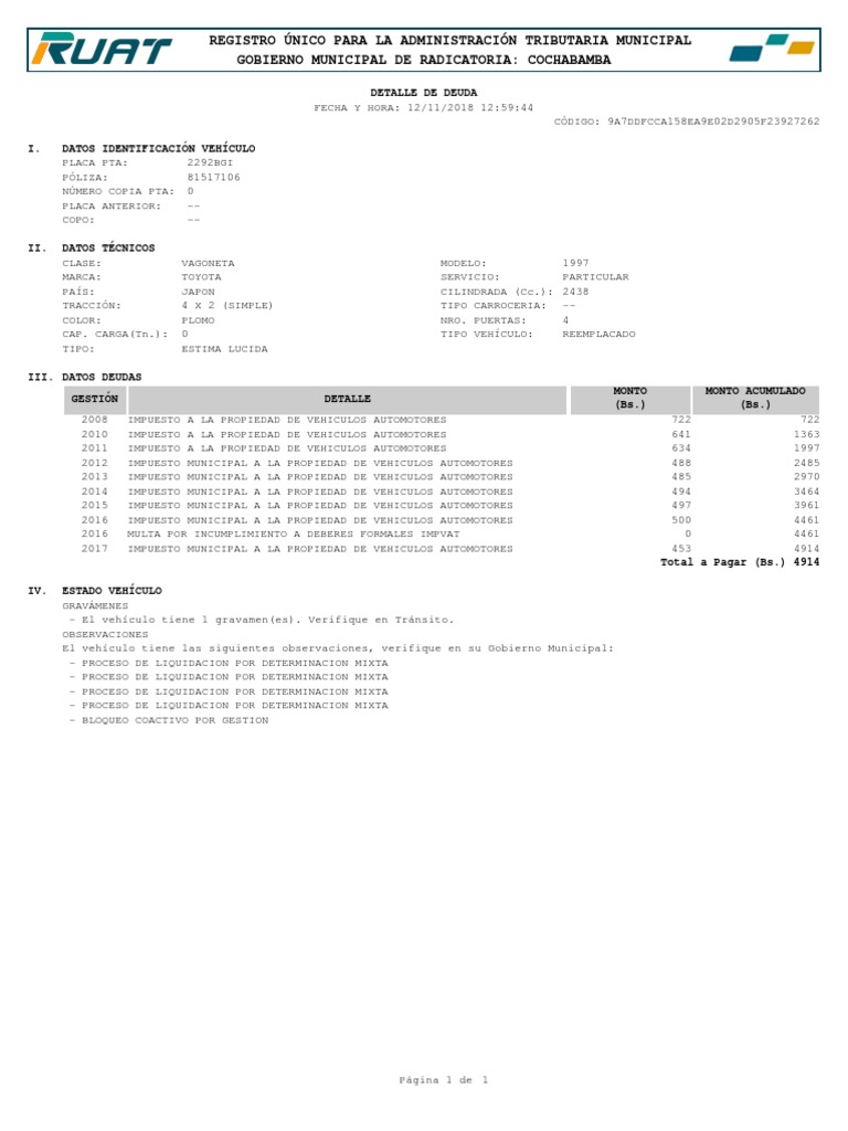 Ruat | PDF | Vehículo de motor | Impuestos