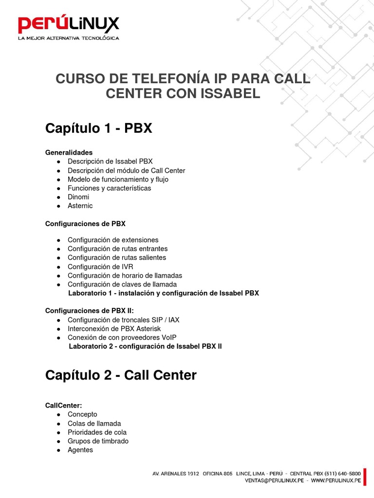 Temario Issabel PBX - Call Center | PDF