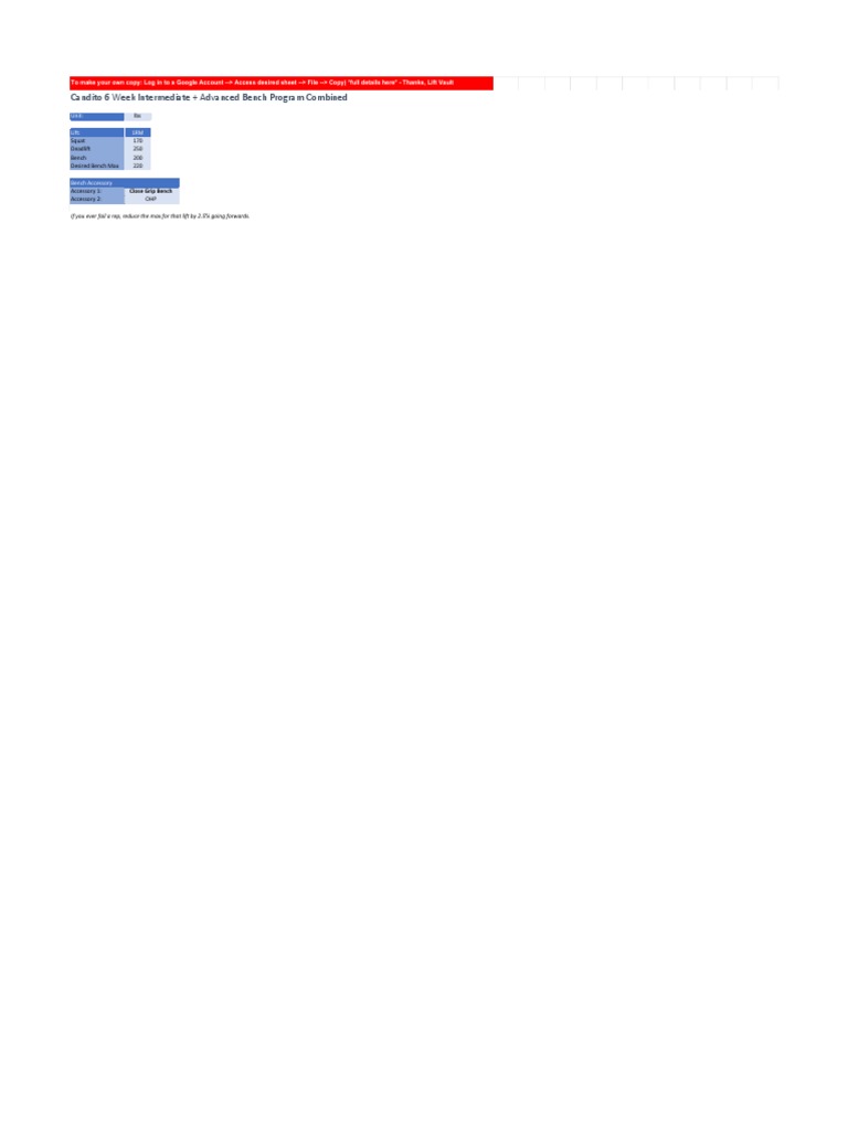 Candito 6 Week Intermediate + Advanced Bench Program Combined | PDF ...