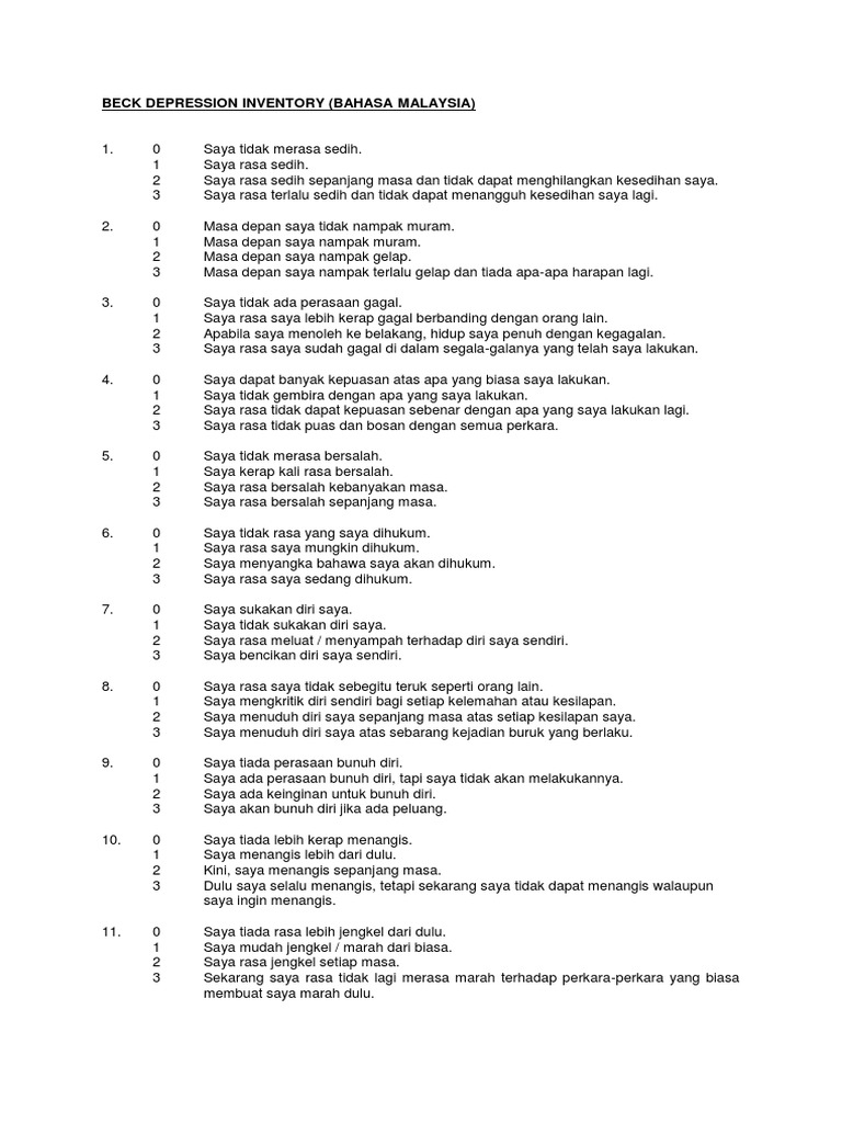 Beck Depression Inventory Bdi