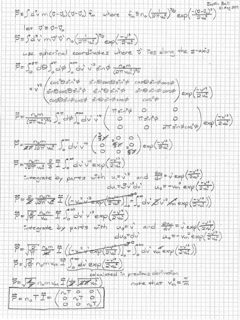 Pressure Tensor Derivation | PDF