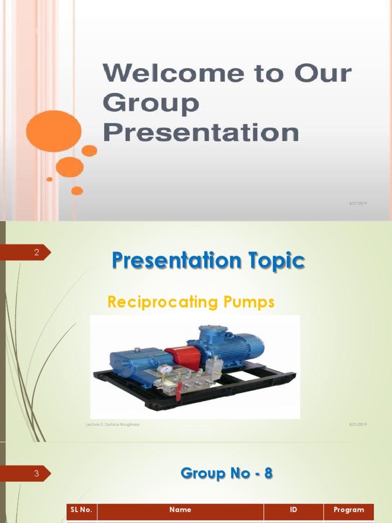 Reciprocating Pump Presentation | PDF | Pump | Piston