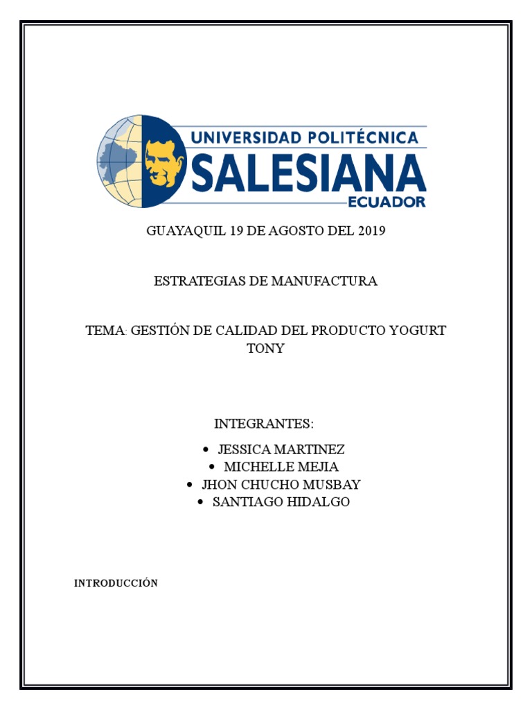 Yogurt Tony | PDF | Análisis de Riesgo y Puntos Críticos de Control | Yogur