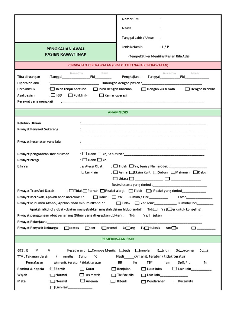 Formulir Asesmen Awal Rawat Inap | PDF