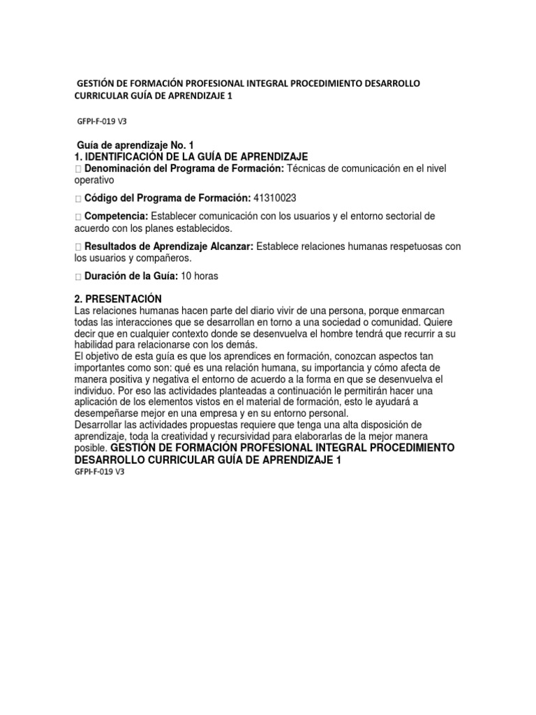 Gestión de Formación Profesional Integral Procedimiento Desarrollo Curricular Guía de ...