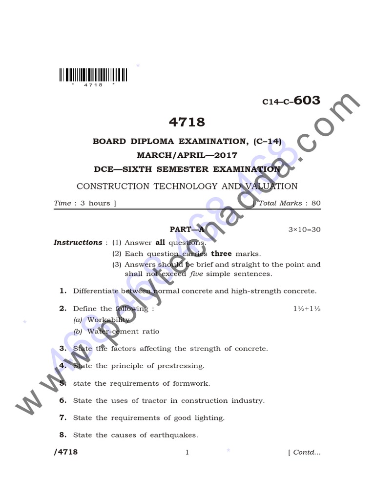 Board Diploma Examination, (C-14) MARCH/APRIL-2017 Dce-Sixth Semester ...