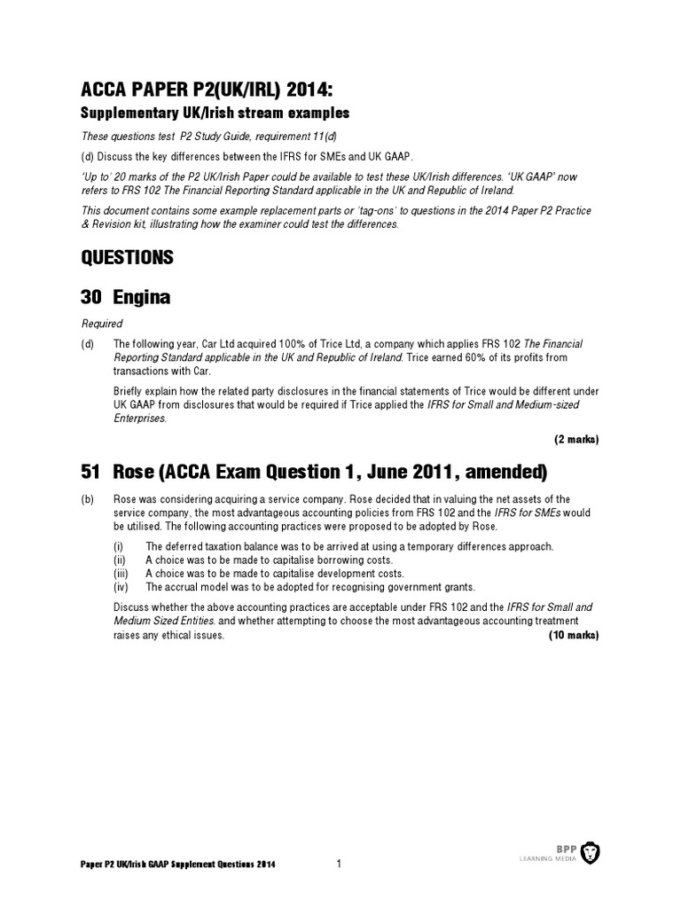 ACCA P2 Sample Q&As PDF | PDF | Goodwill (Accounting) | International ...