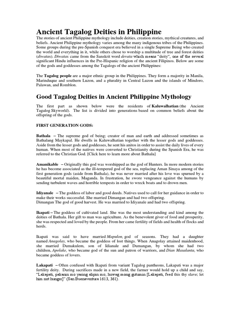 Ancient Tagalog Deities in Philippine | PDF | Bill (Law) | Deities