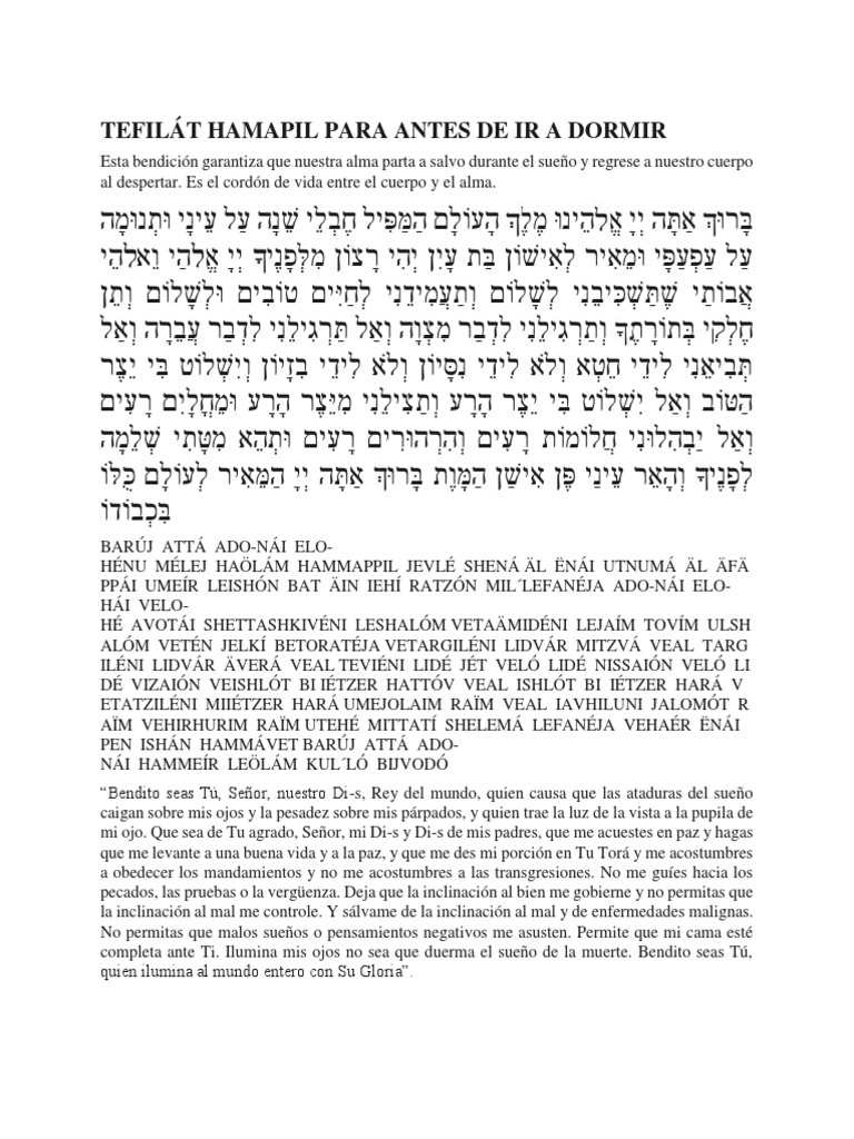 Tefilát Hamapil: Oración Nocturna Judía | PDF | Religión y espiritualidad