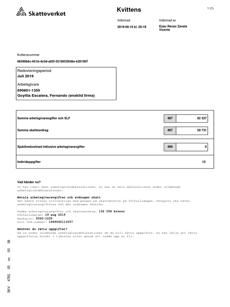 Kvittens 196906011355 | PDF