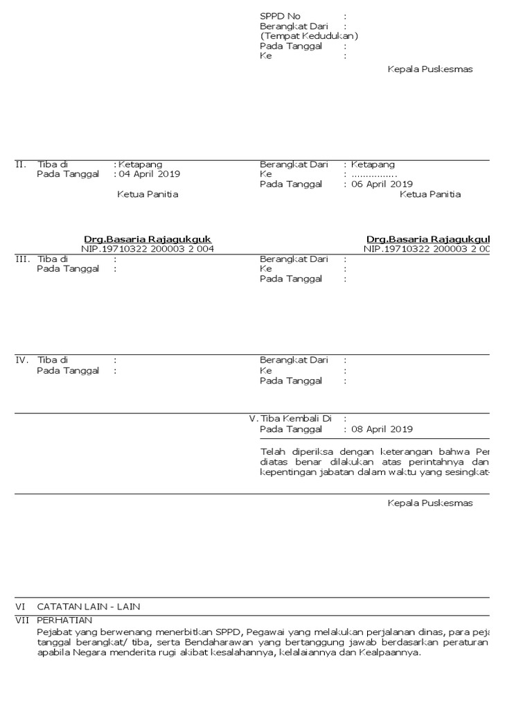 Contoh ST Dan SPPD | PDF
