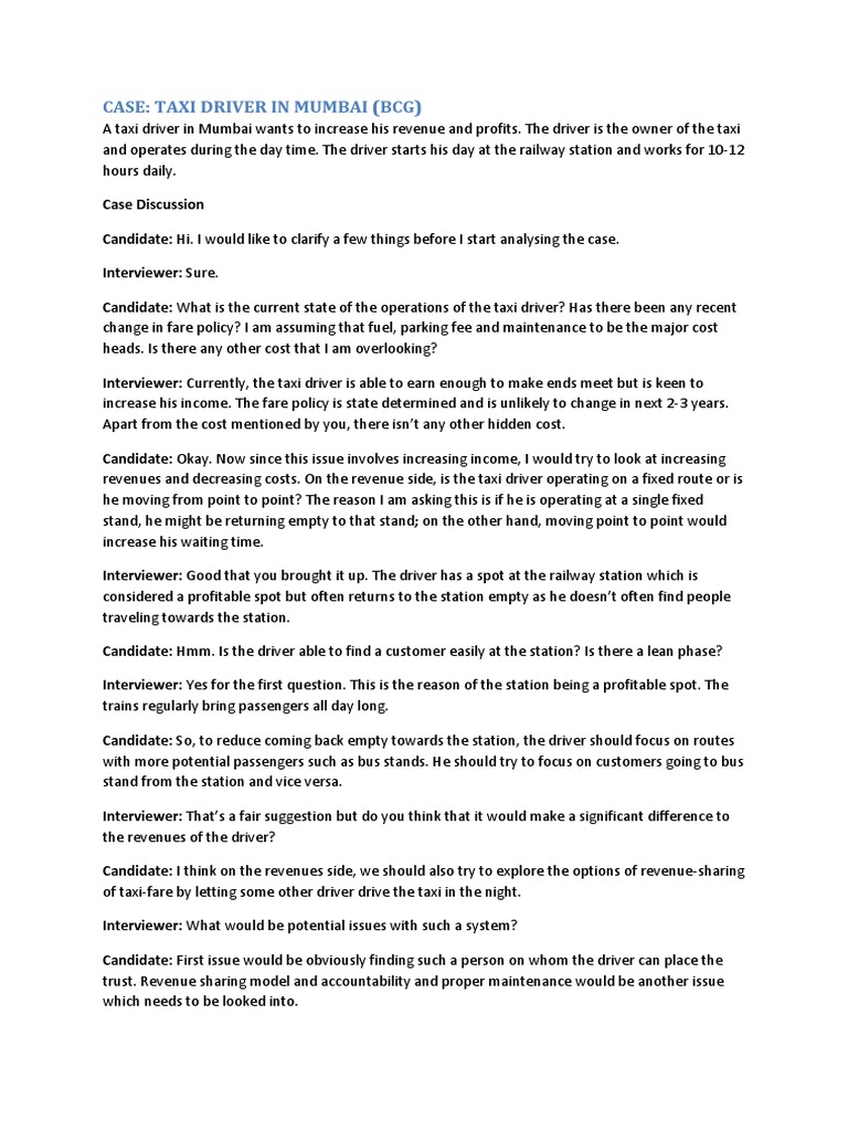 Taxi Driver Case | PDF | Taxicab | Revenue