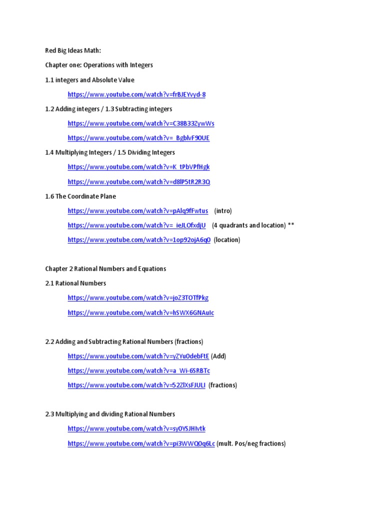Red Big Ideas Math Tutorial Videos | PDF | Volume | Fraction (Mathematics)