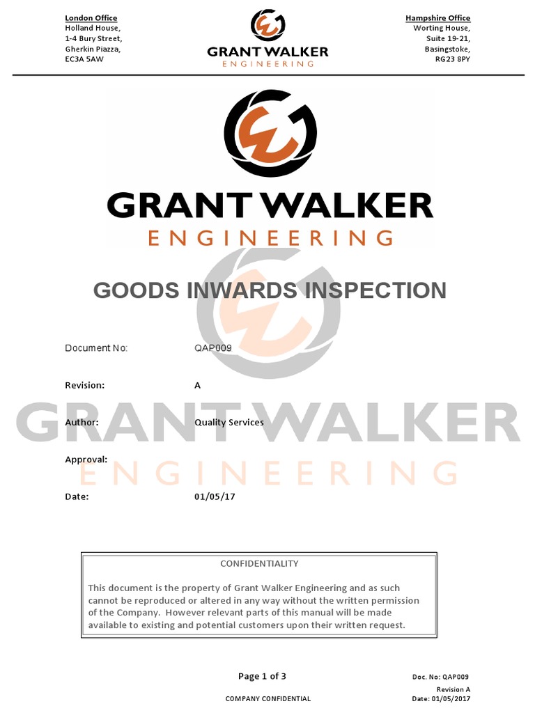 Goods Inwards Inspection: Revision: A | Download Free PDF | Government ...