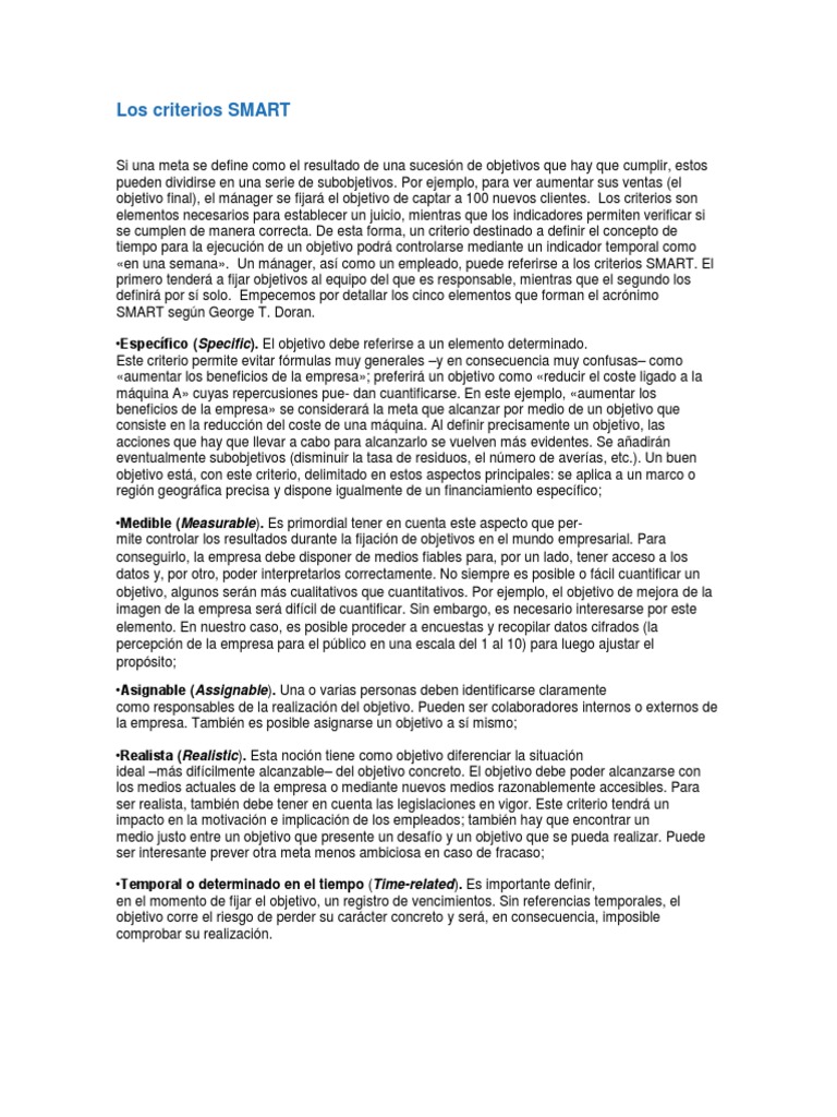 Criterios SMART para Fijar Objetivos | PDF | Marketing | Business
