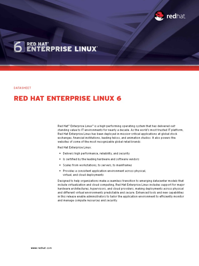 RHEL6 Datasheet | PDF | Linux | Red Hat