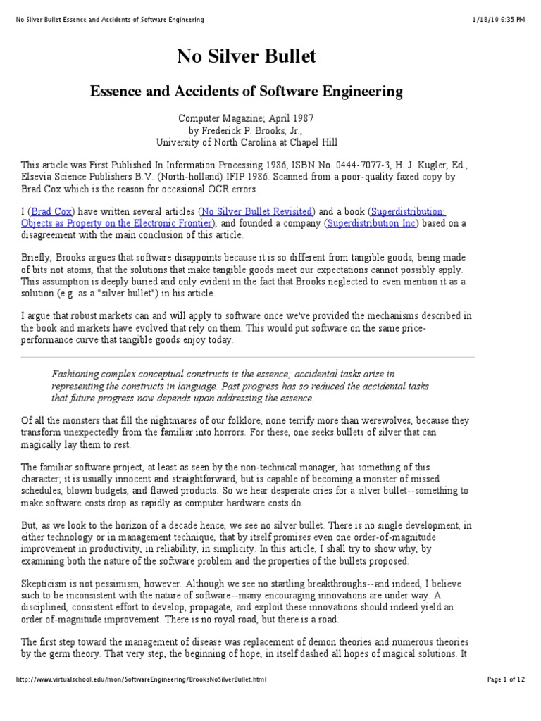 No Silver Bullet | PDF | Werewolves | Software Prototyping