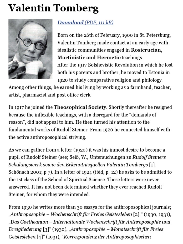 Valentin Tomberg - Free Hermetic-Christian Study Center | PDF | Rudolf ...