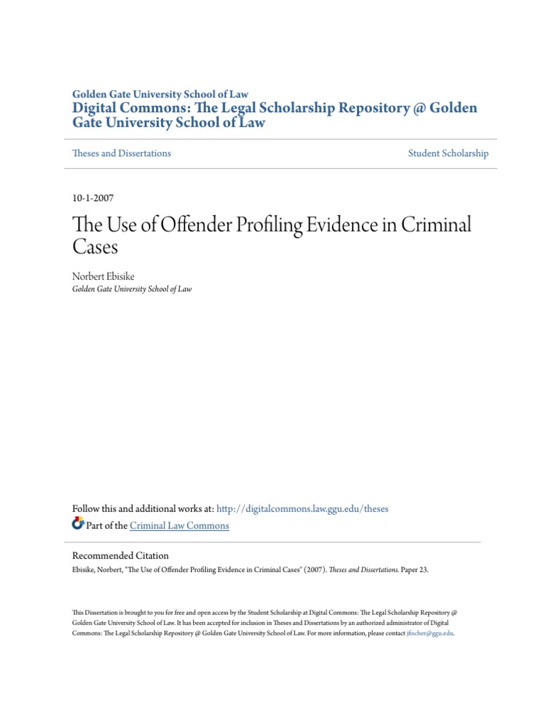 The Use of Offender Profiling Evidence in Criminal Cases | PDF ...