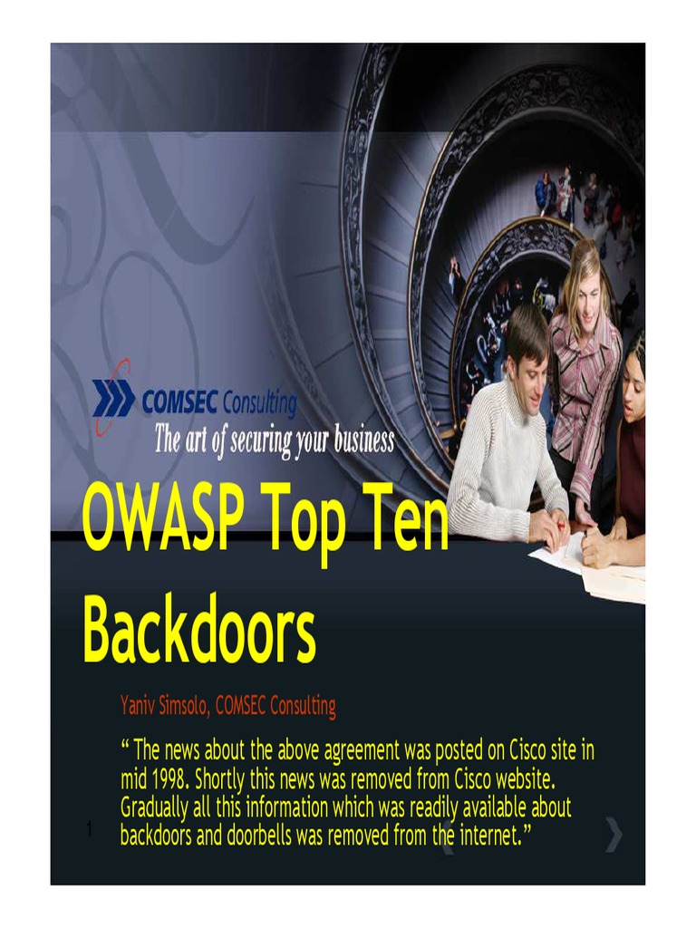 OWASP Top Ten Backdoors: A Concise List of the Most Common Backdoor ...