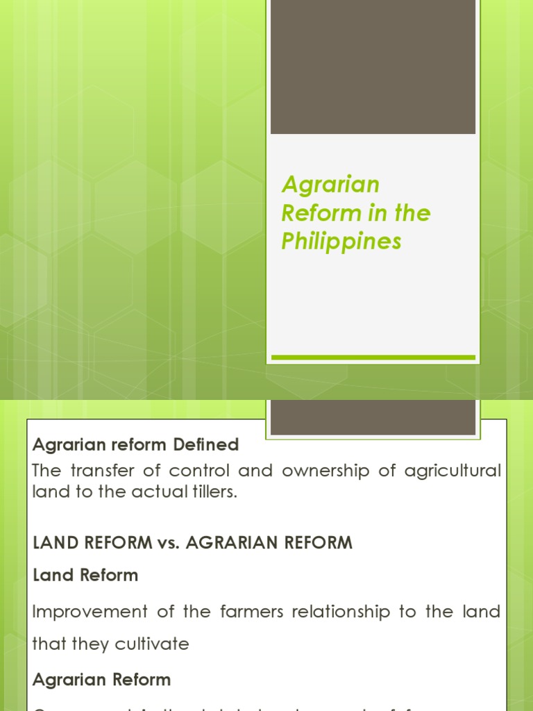 Agrarian Reform in The Philippines | PDF | Urban | Land Law