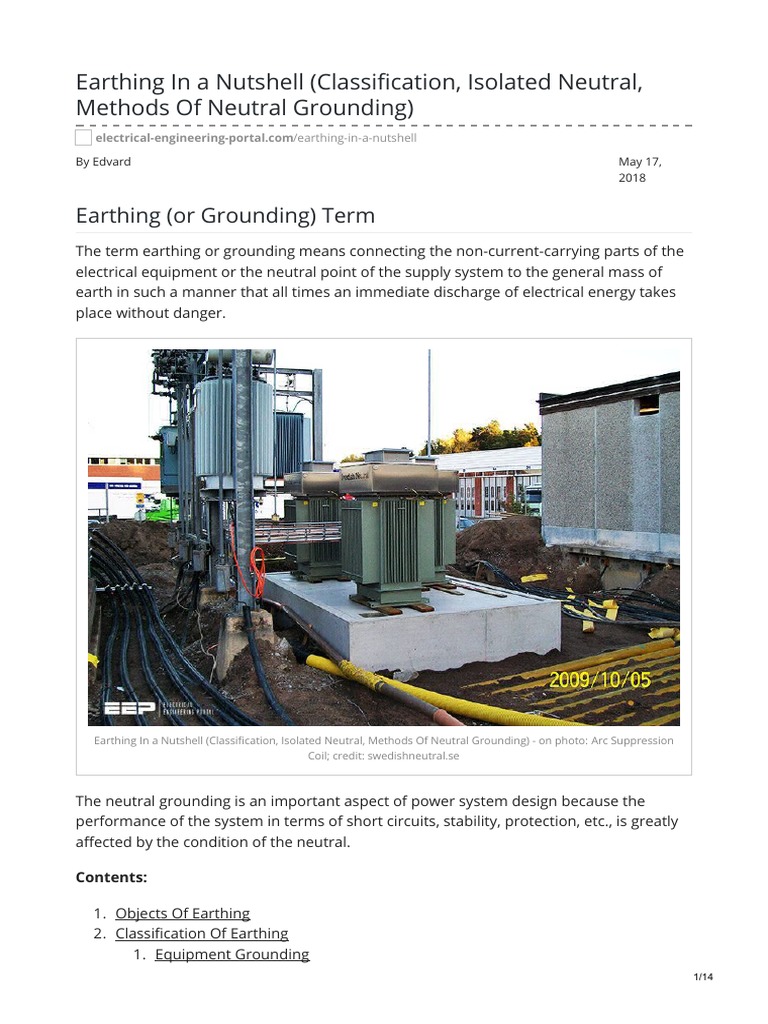Earthing in A Nutshell Classification Isolated Neutral Methods of ...