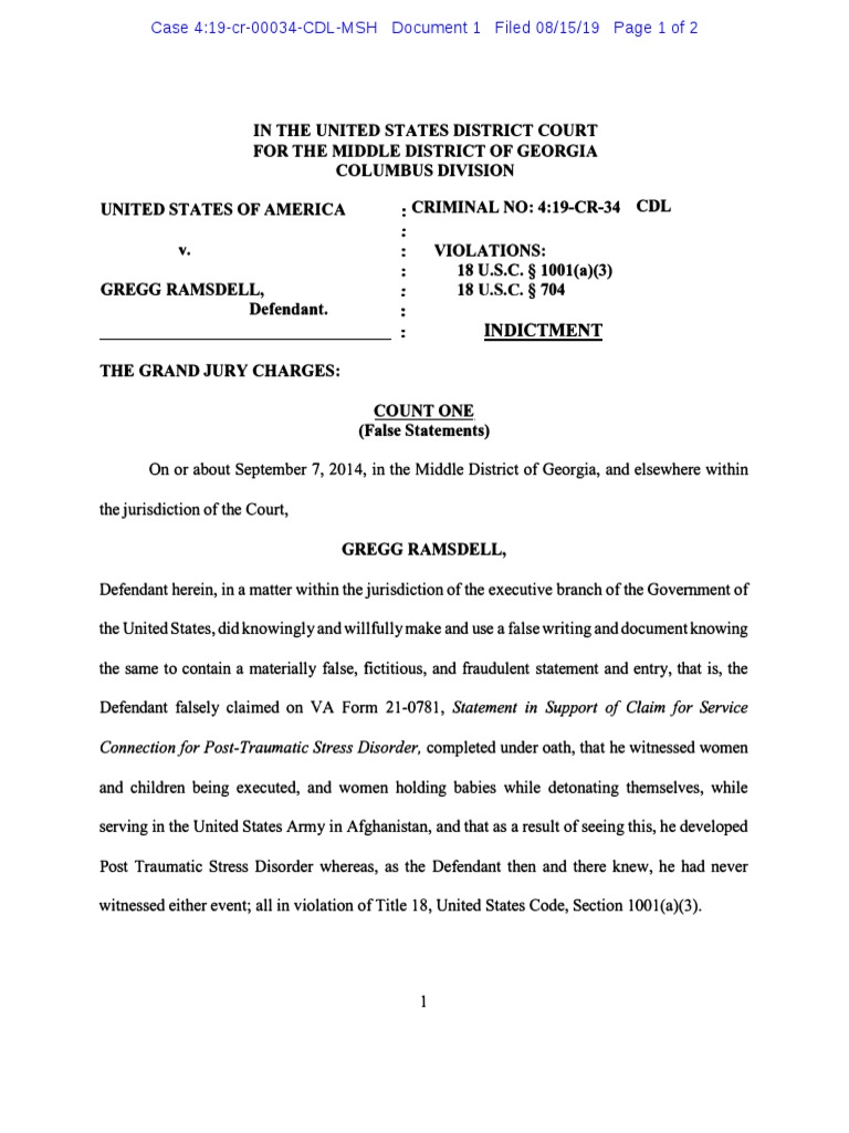US V Ramsdell (Middle District of GA) | PDF