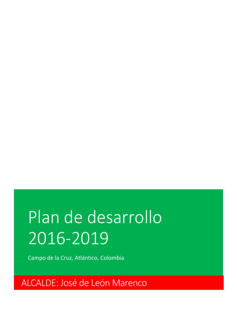 Plan Desarrollo Campo de la Cruz 2016-19 | PDF | Planificación | Colombia