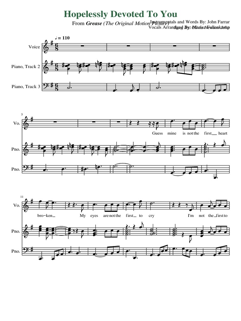 Hopelessly - Devoted - To - You - Key of G | PDF