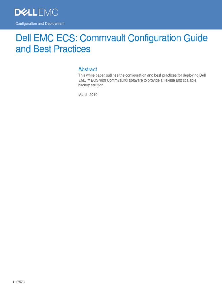 H17576 Ecs Commvault Config Guide Best Practices Wp Pdf Open Stack Load Balancing Computing