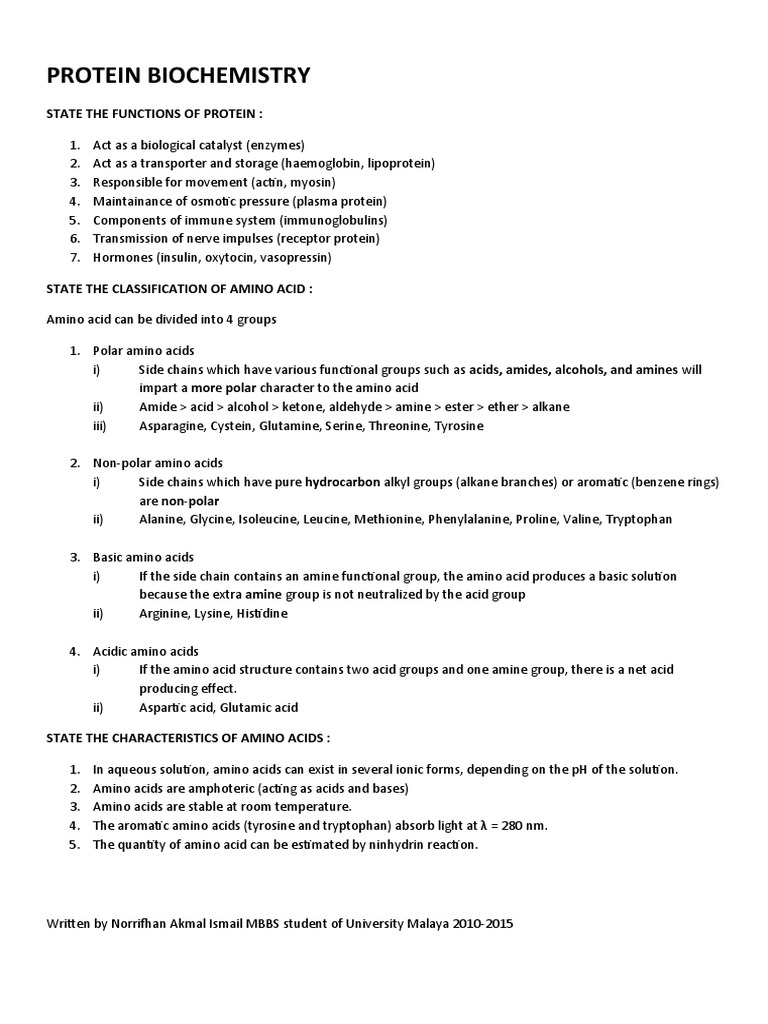 Overview of Protein Biochemistry | PDF | Amino Acid | Organisms