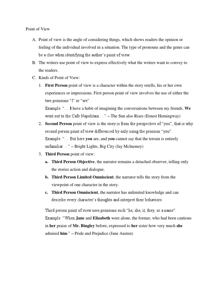 A. Third Person Objective, The Narrator Remains A Detached Observer ...