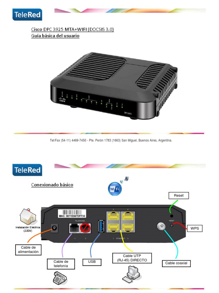 Guía Usuario Cisco DPC 3925 WiFi | PDF | Wifi | Módem