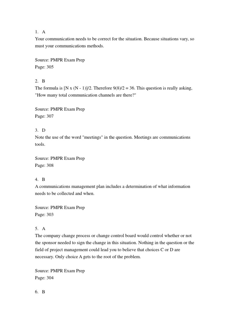 Communication Exam Answer Test Assessment Question