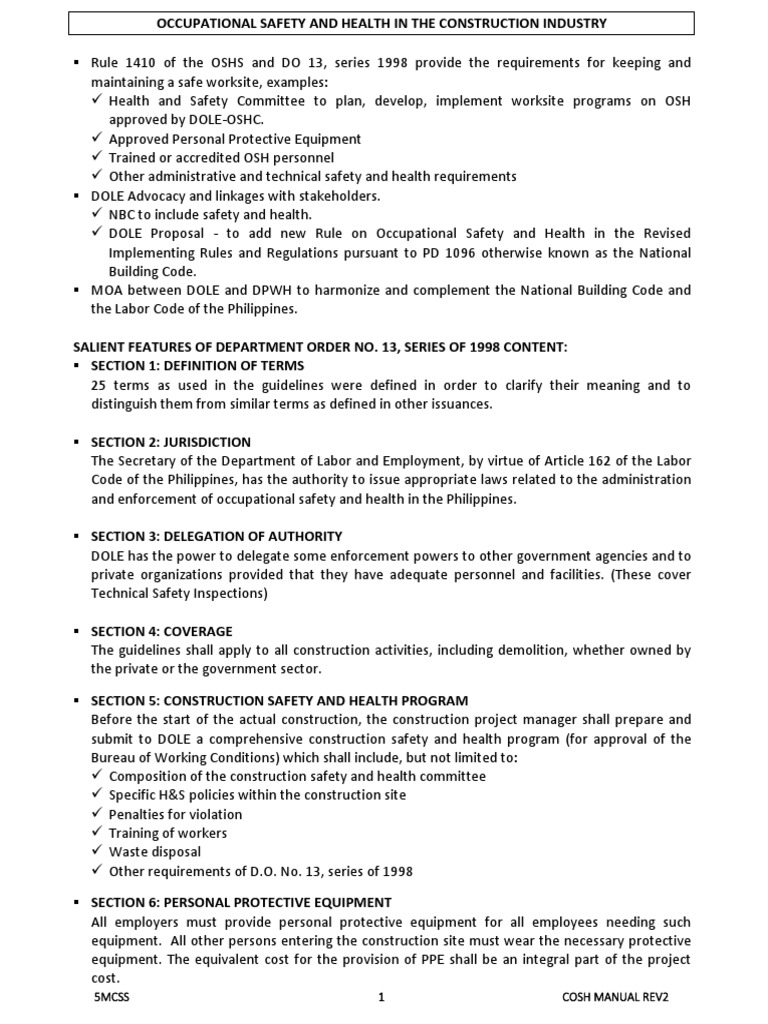 Cosh Manual Rev2 | PDF | Occupational Safety And Health | Hearing Loss