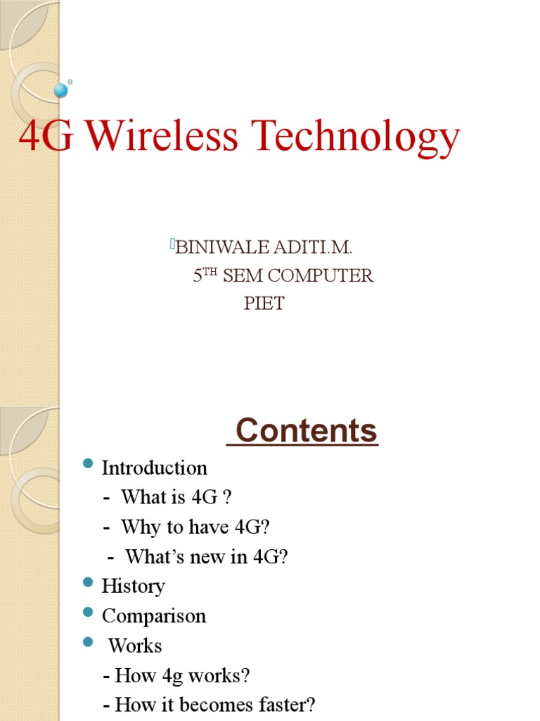 4G Wireless Technology: Biniwale Aditi.M. 5 Sem Computer Piet | PDF ...