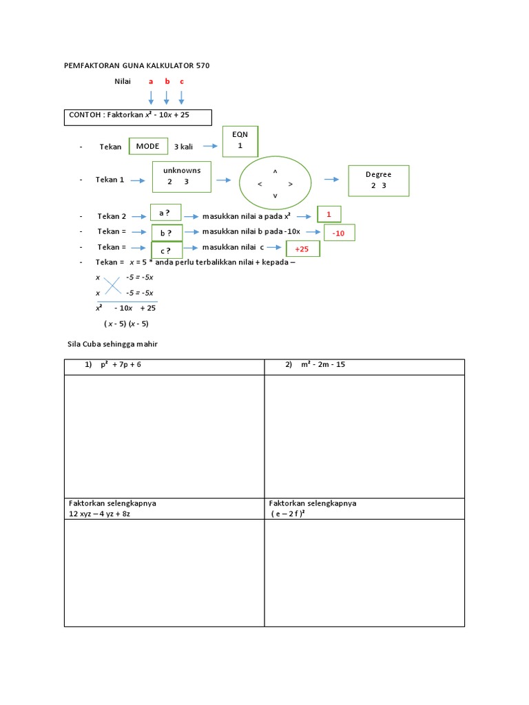 Latihan Pemfaktoran Guna Kalkulator | PDF